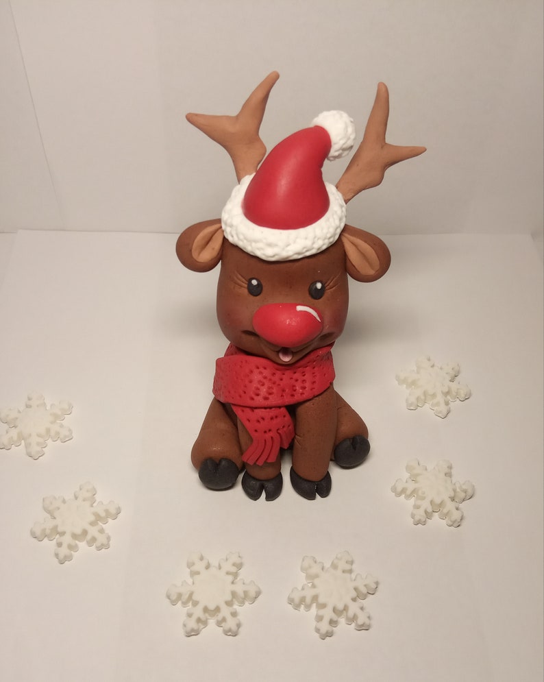 Reindeer Fondant Cake Topper, Christmas Cake Topper, Rudolph Inspired ...