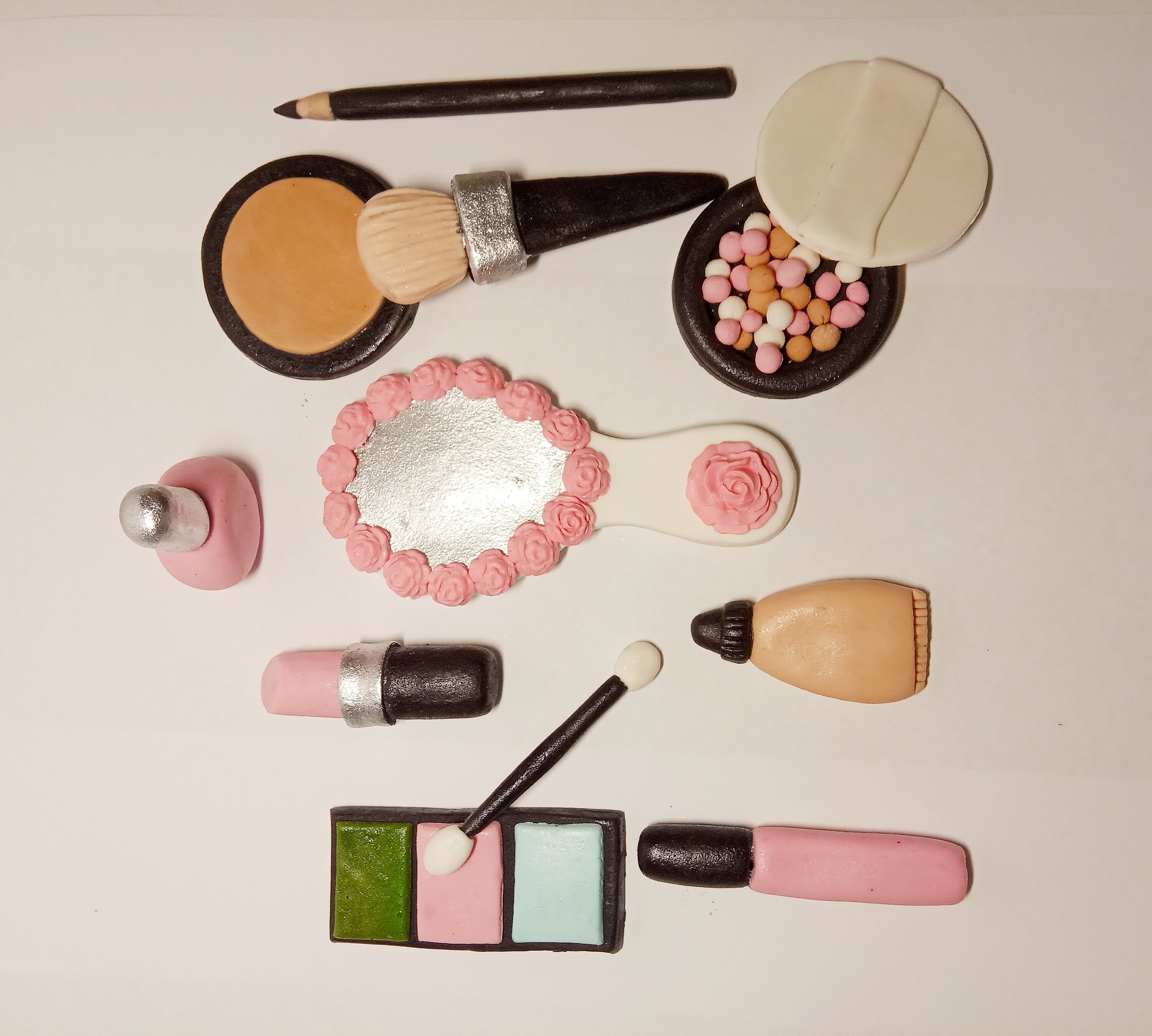 Fondant Make up Set up Cake Topper, Sugar Fondant Decoration Birthday ...