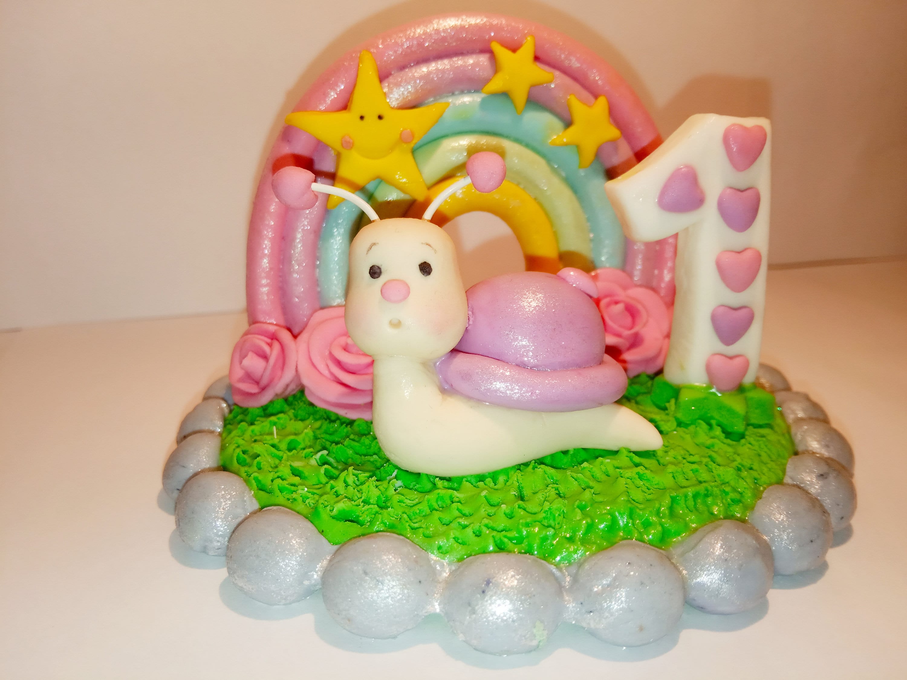 Snail Fondant Cake Topper, Birthday Cake Topper, 1st Birthday Cake ...