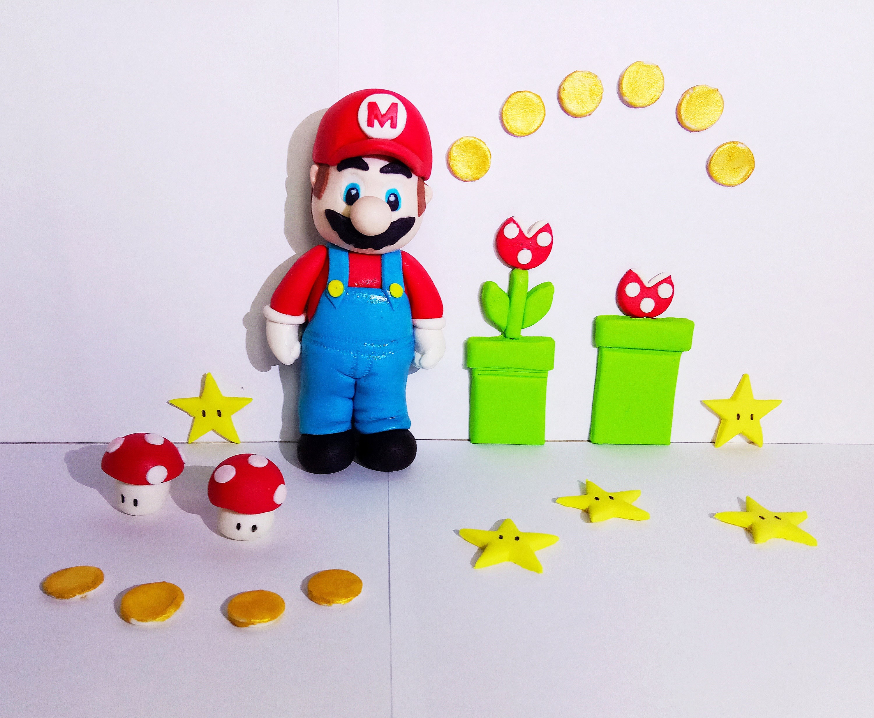 3D Super Mario Bros Inspired Fondant Topper- Mario, Piranha Plant and ...