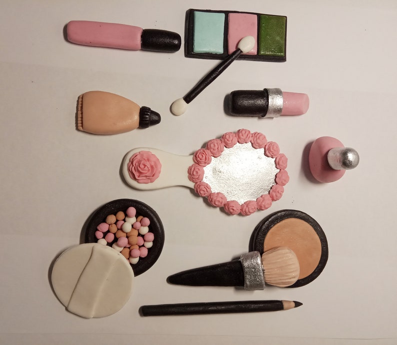 Fondant Make up Set up Cake Topper, Sugar Fondant Decoration Birthday ...