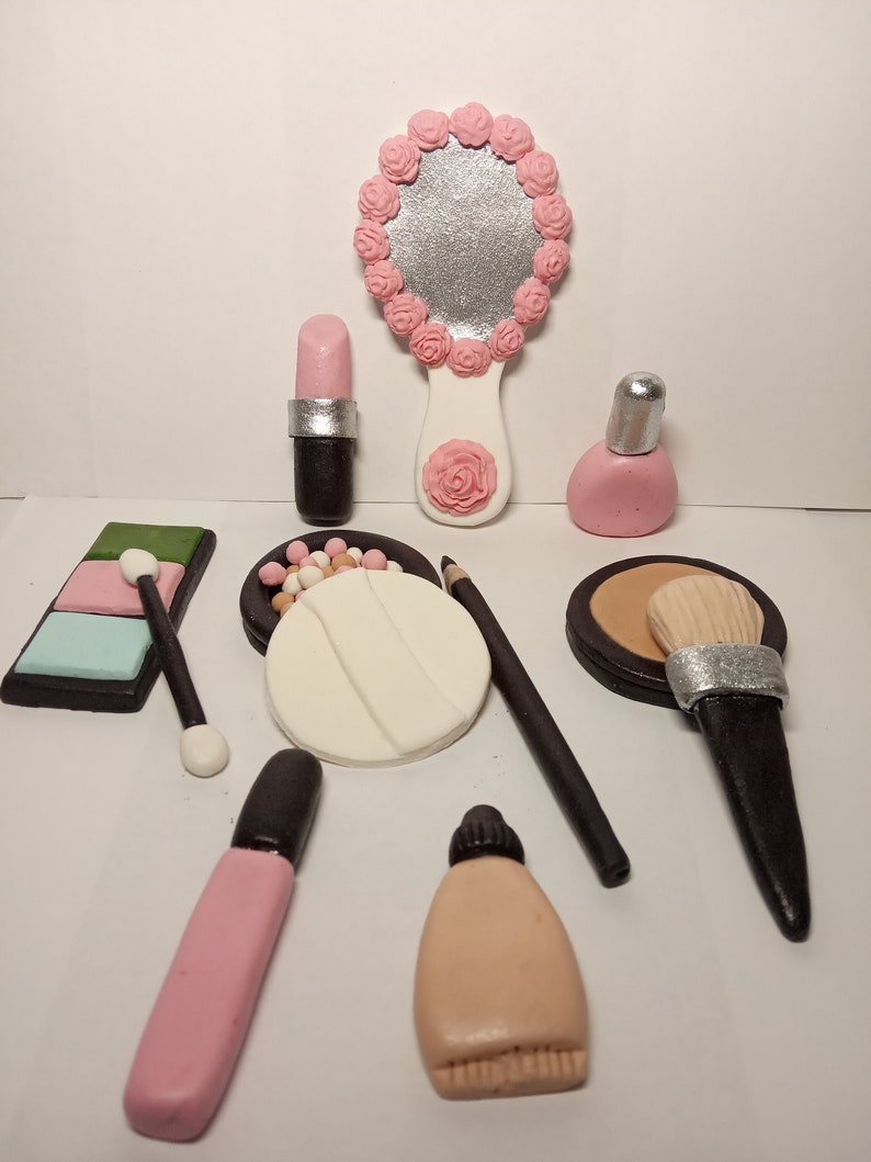 Fondant Make up Set up Cake Topper, Sugar Fondant Decoration Birthday ...