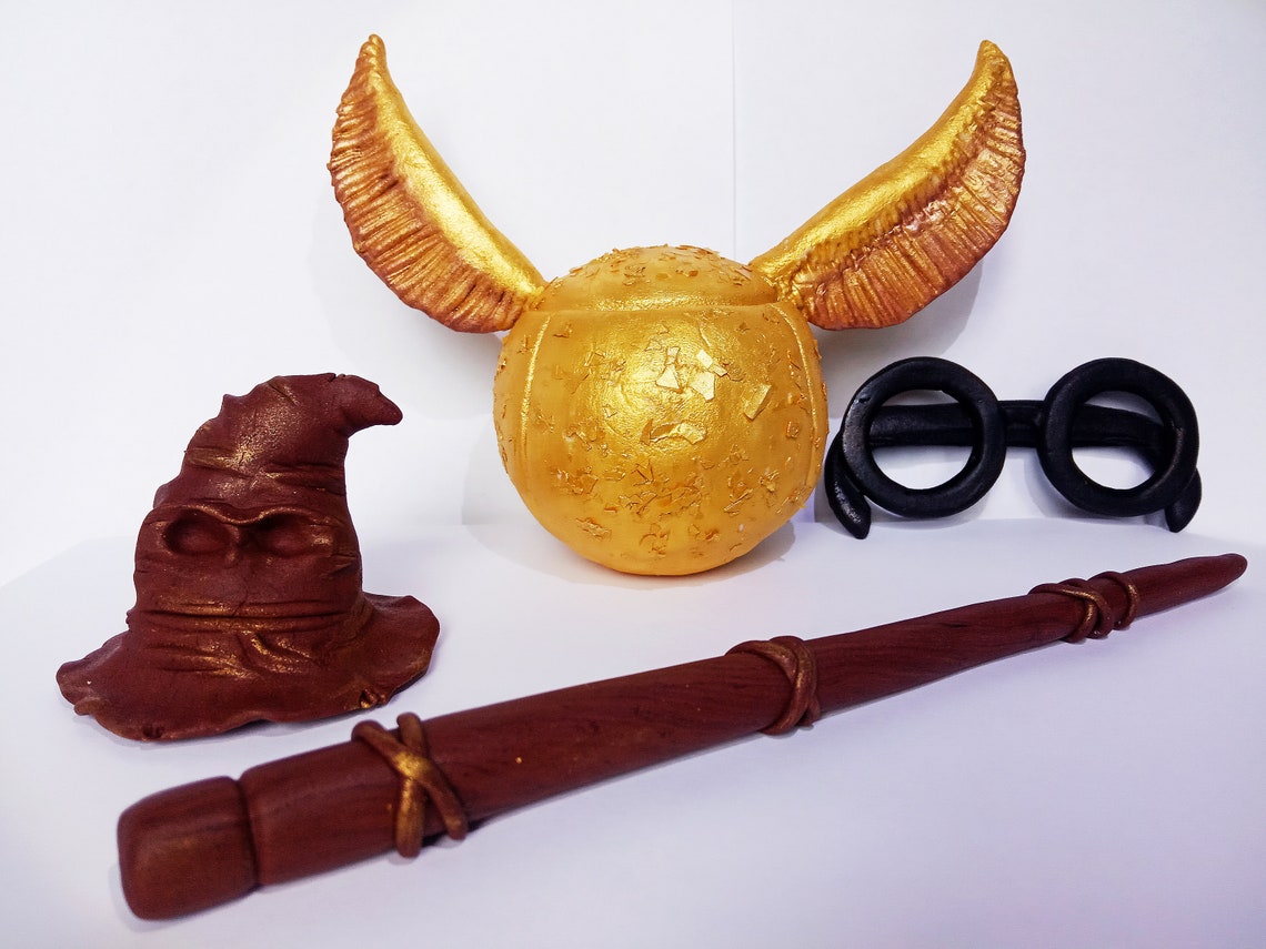 Hat Wand Golden Snitch Glasses Hogwart Magic Cake Topper - Etsy
