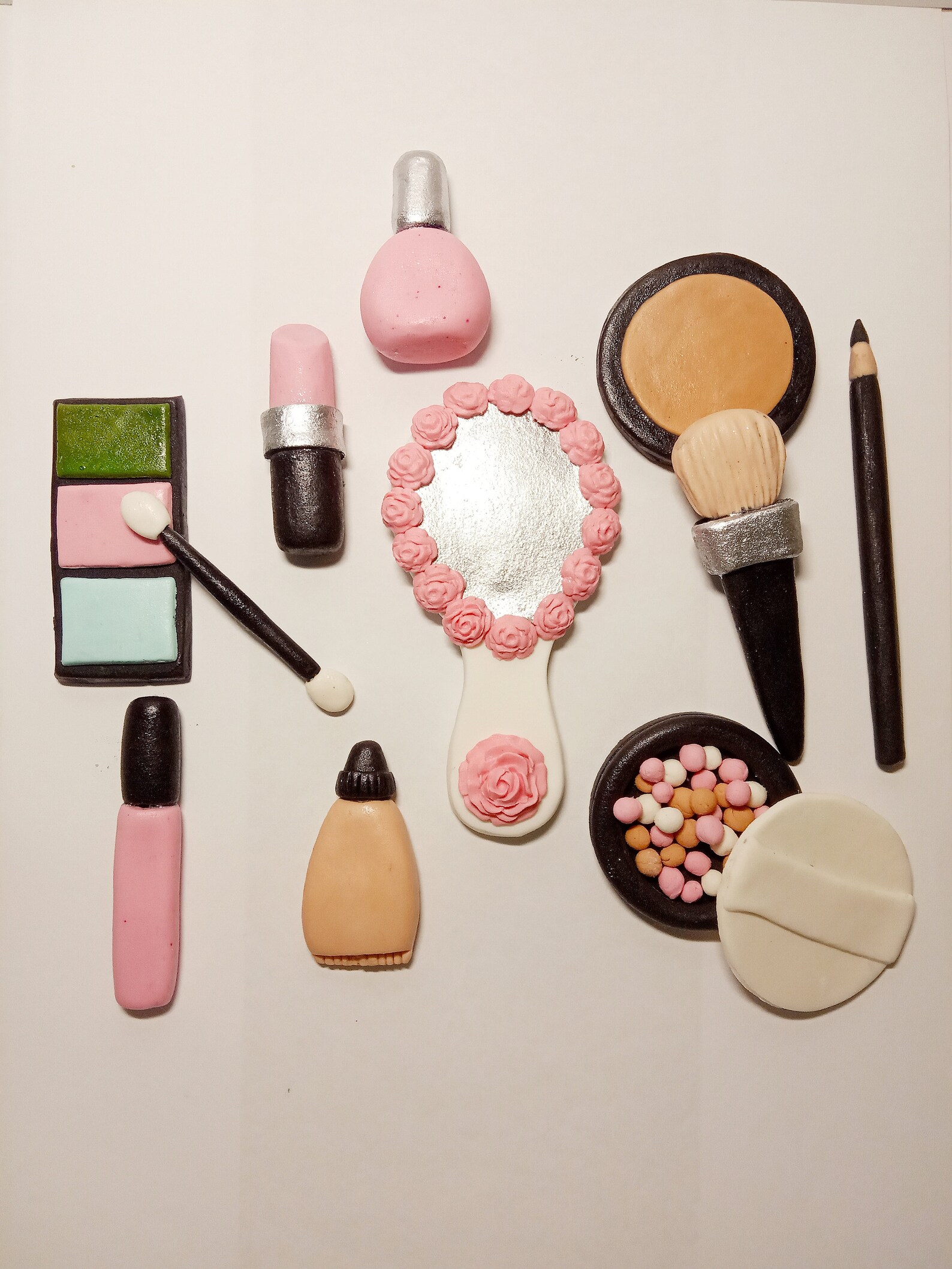 Fondant Make up Set up Cake Topper, Sugar Fondant Decoration Birthday ...