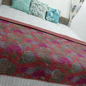 Floral Quilt Designer Reversible Twin Size Quilt Rust Color Stonewash ...