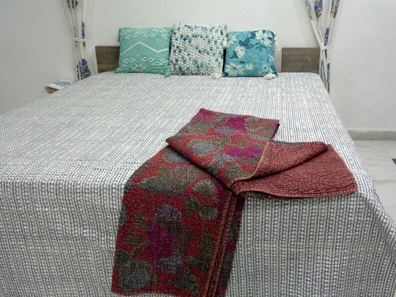 Floral Quilt Designer Reversible Twin Size Quilt Rust Color | Etsy