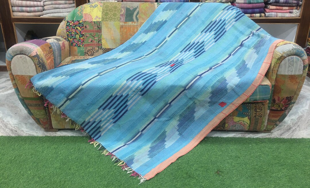 Reversible Kantha Multicolor Vintage Quilt Handmade Lahori Kantha Quilt ...