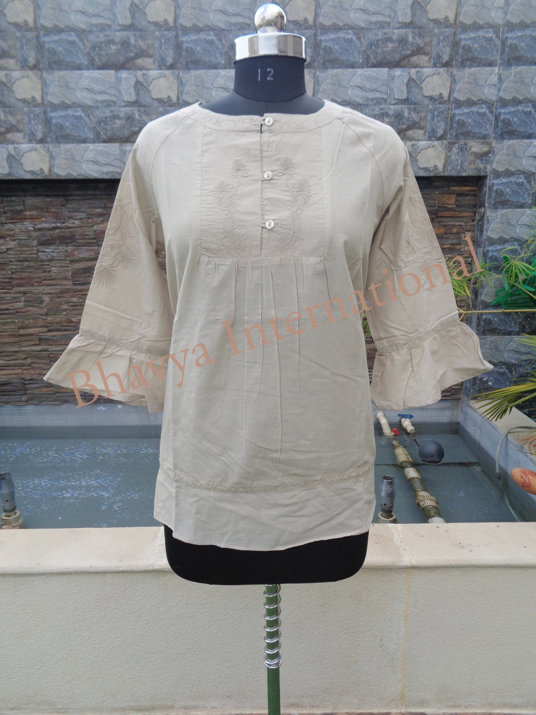 Indian Tunic Top Ladies Cotton Apparel Round Neck Embroidered Top Women ...