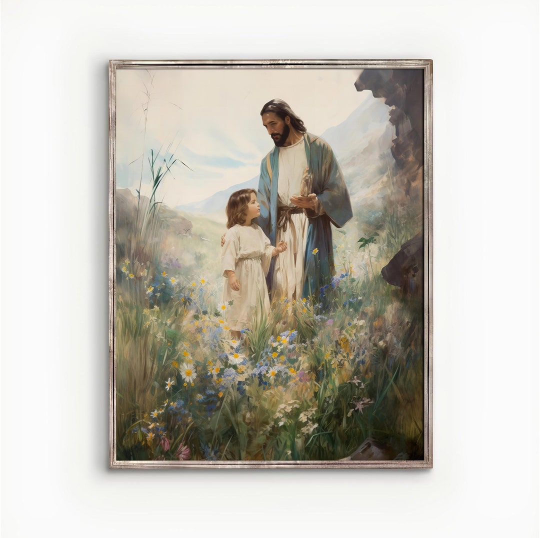 Jesus With Girl / Come Follow Me / Christian WALL Art Decor / Jesus ...