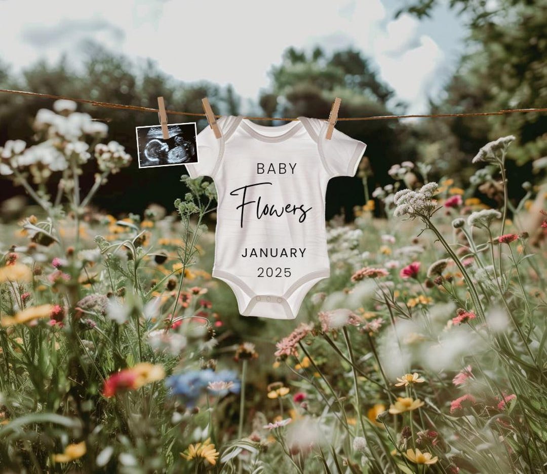 Wildflower Field Pregnancy Announcement Clothesline, Neutral Pregnancy ...