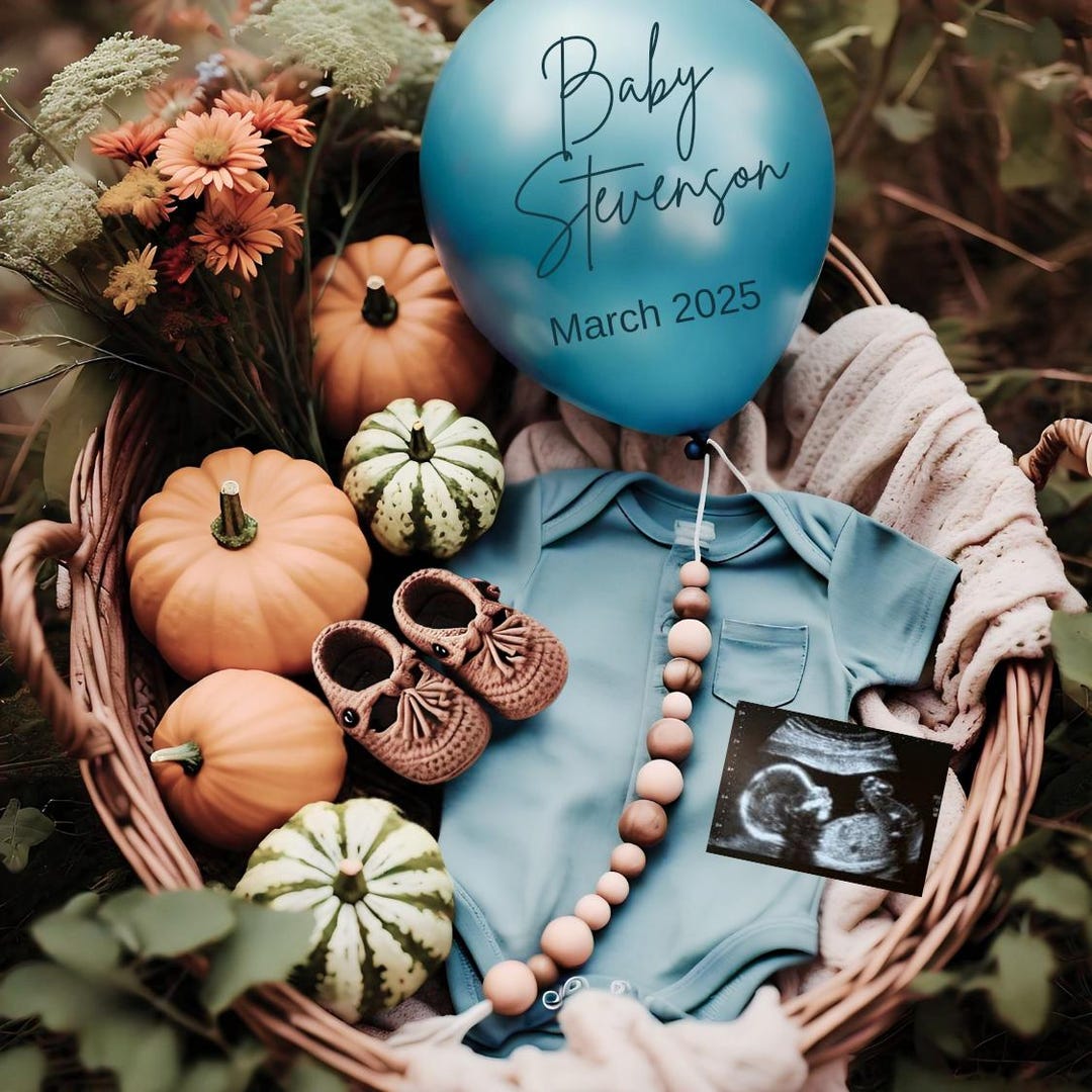 Pregnancy Announcement Template November, Digital Baby Boy Reveal ...