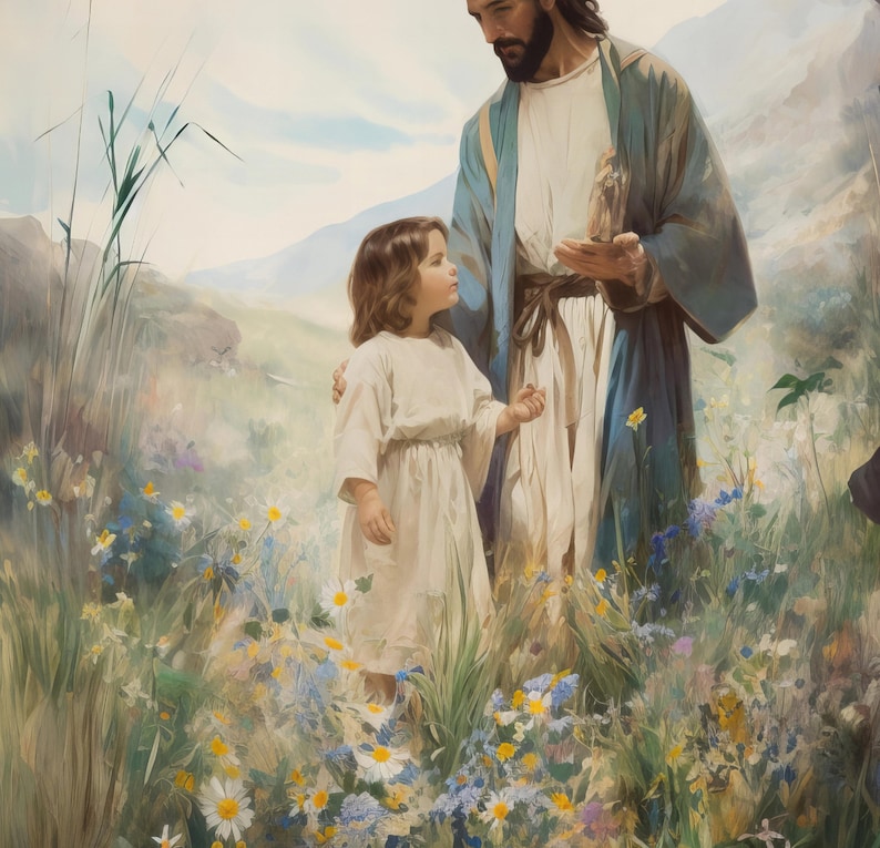 Jesus With Girl / Come Follow Me / Christian WALL Art Decor / Jesus ...