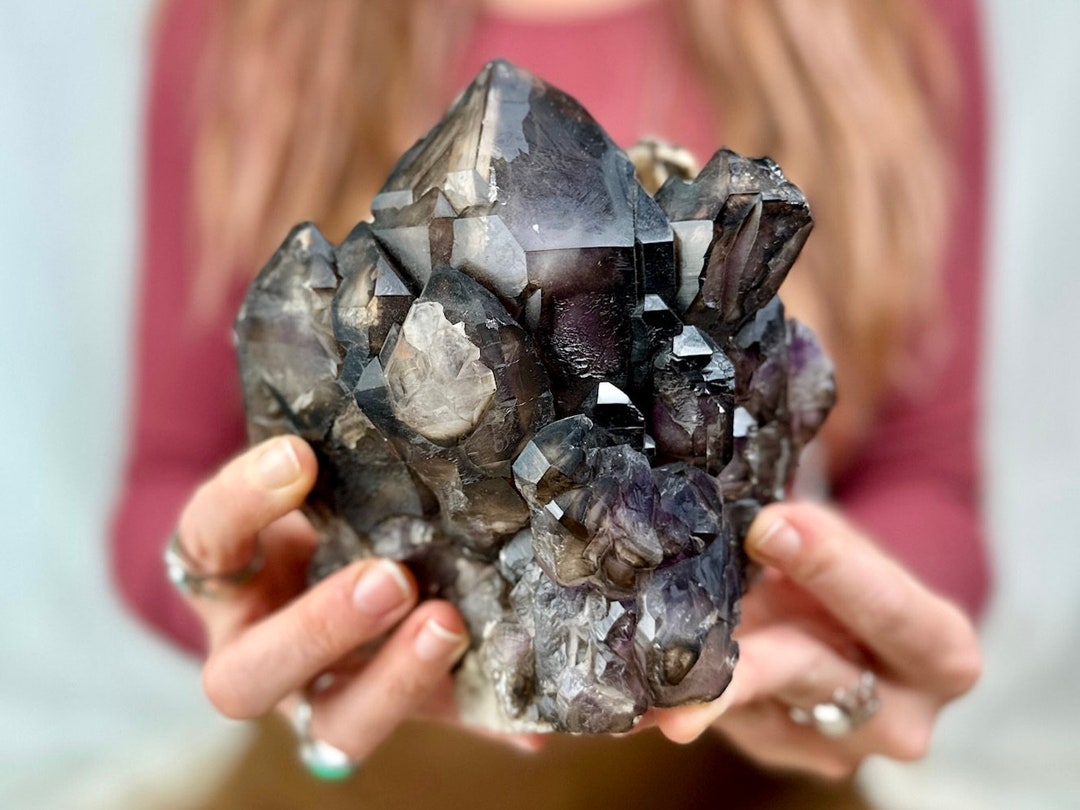 Stunning Elestial Smoky Amethyst Crystal W/ Amethyst, Large Smoky ...