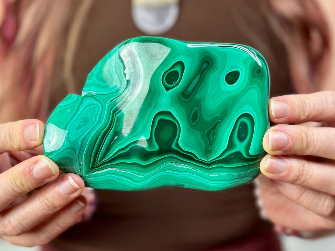 Large Malachite Crystal Specimen From Congo, Polished Green Malachite ...