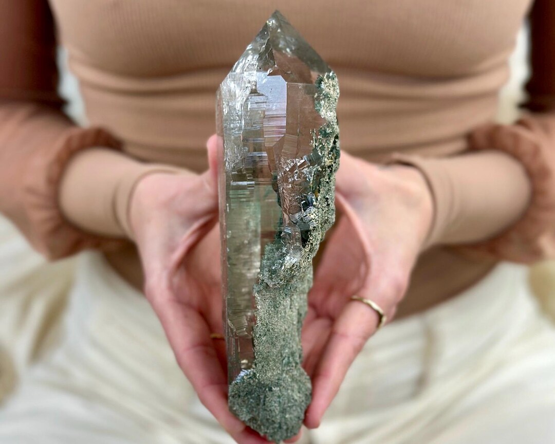 Rare Double-terminated Chlorite Phantom Quartz With Gold Rutiles ...