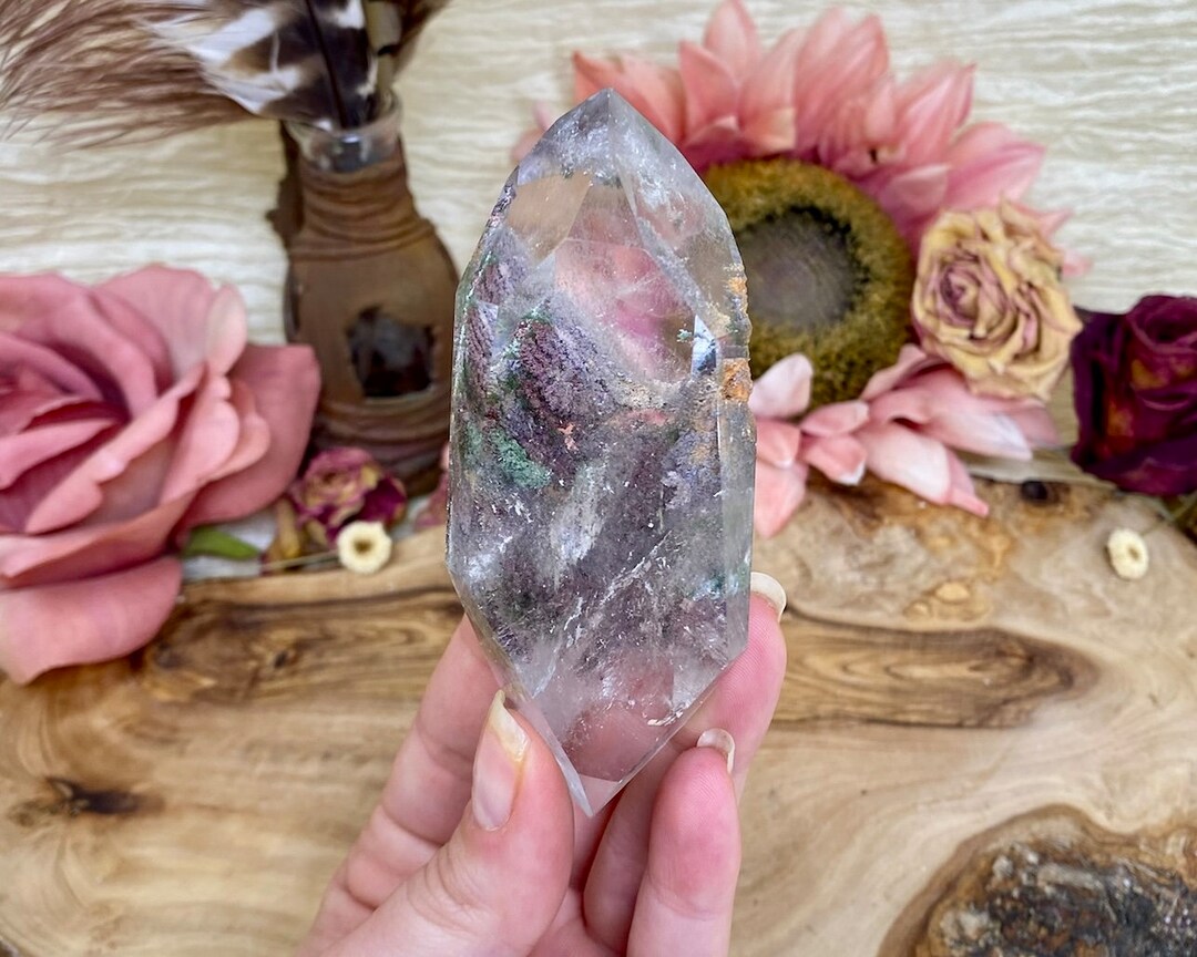 Incredible Lodolite Crystal Specimen, Polished Faceted Garden Quartz ...