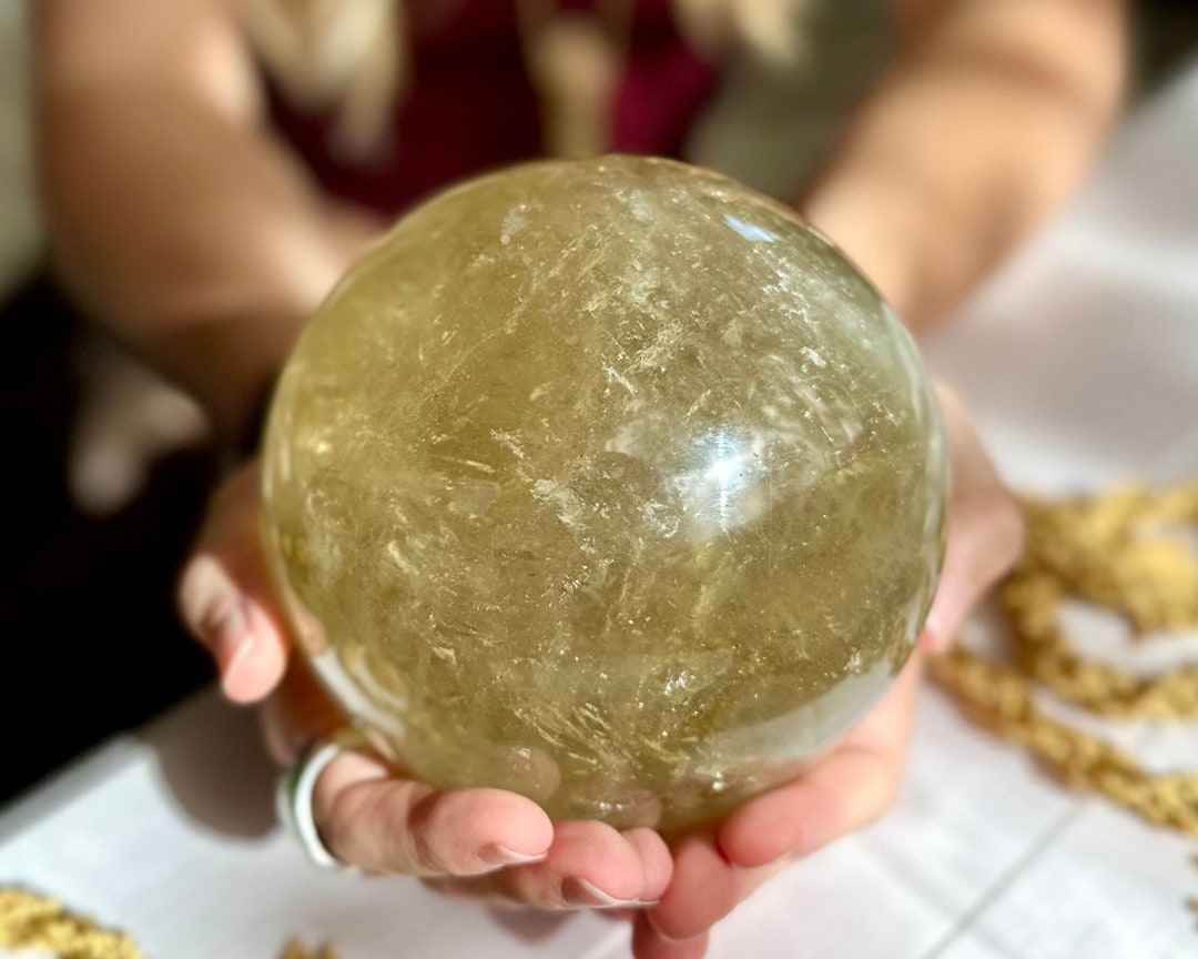 Large Golden Citrine Sphere, Natural Polished Citrine Crystal Ball ...