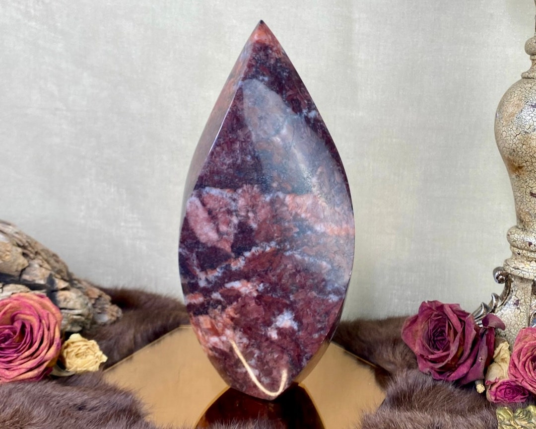 Red Hematoid Crystal Flame, Natural Polished fire Quartz Gemstone Tower ...