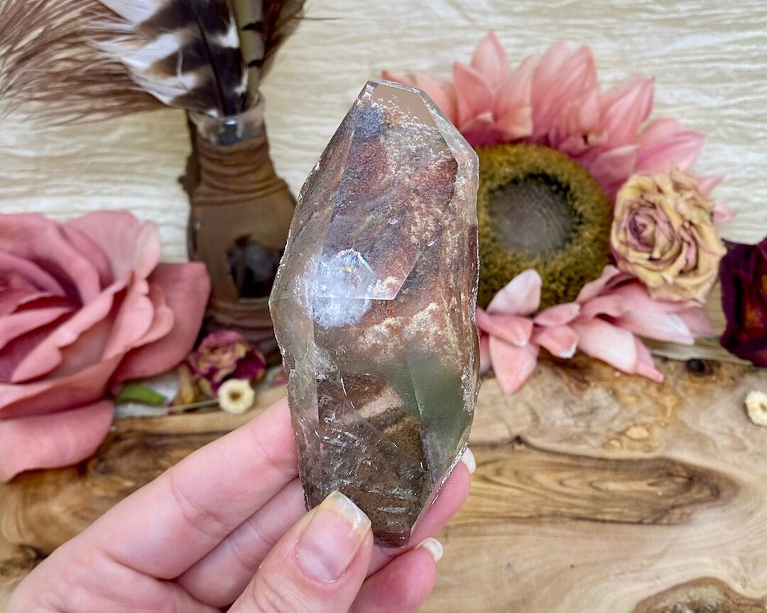 Incredible Lodolite Crystal Specimen, Polished Faceted Garden Quartz ...
