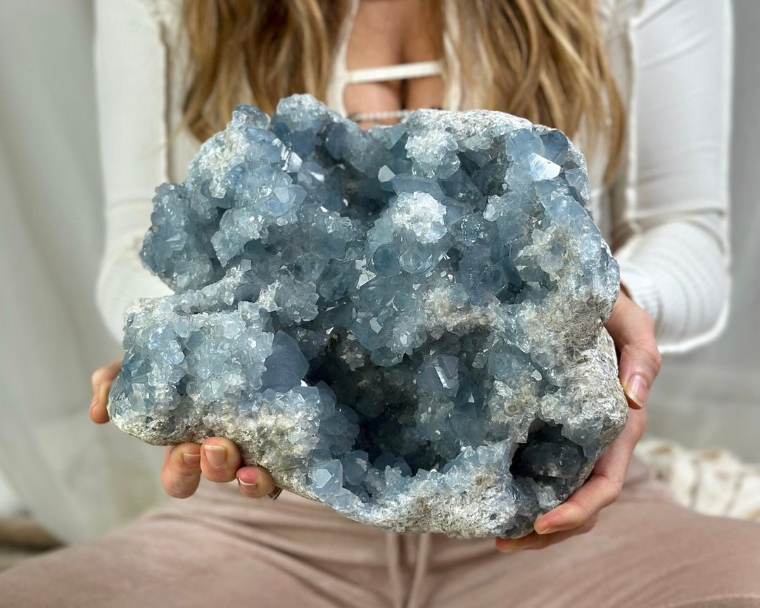 Large Celestite Specimen, 18LB Natural Crystal Cluster, Rare Crystal ...