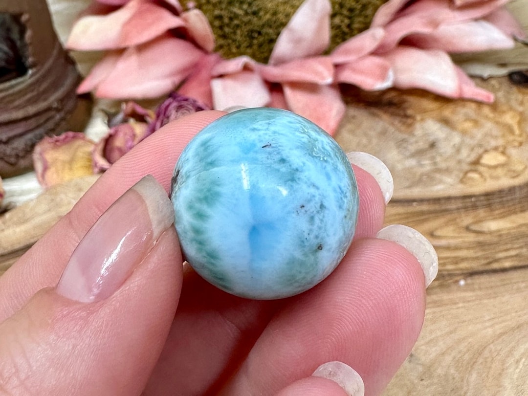Beautiful Larimar Sphere, Natural Polished Larimar Crystal Ball, Blue ...