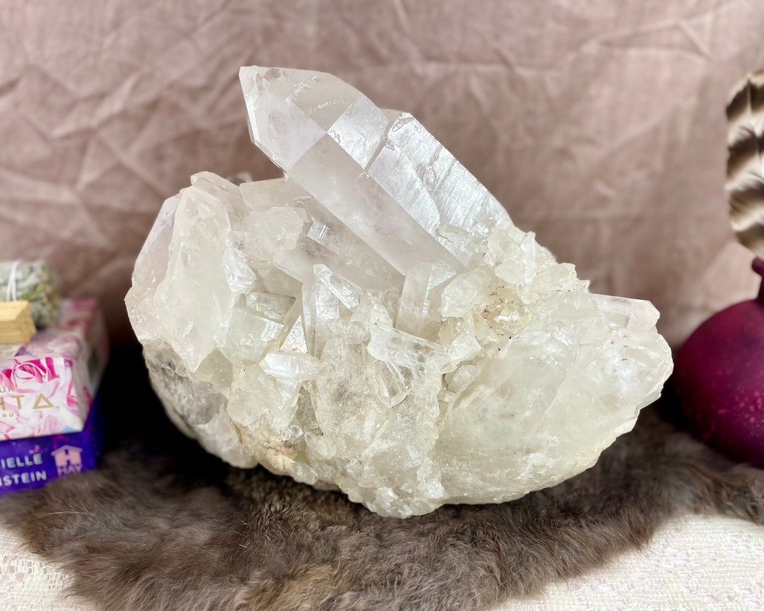 Large Clear Quartz Cluster Specimen, Natural Brazilian Quartz Crystal ...
