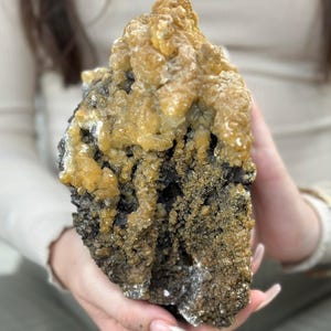 Rare Moroccan Calcite and Barite Mineral Specimen – Unique Golden ...