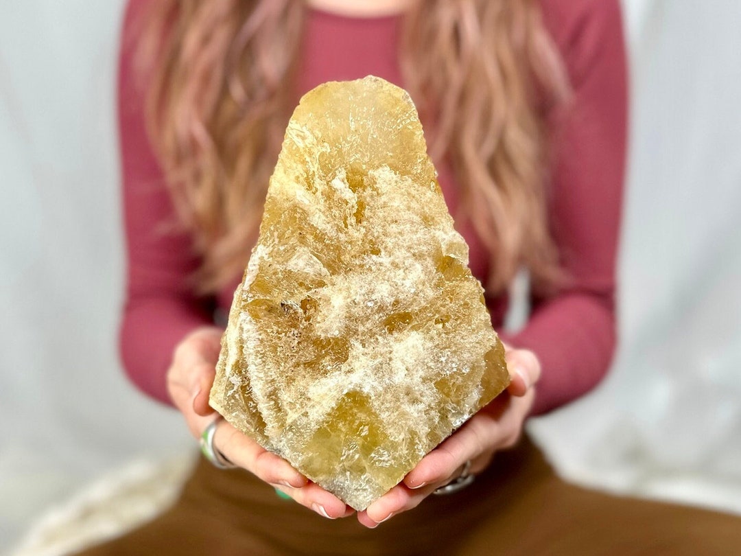Large Honey Calcite Crystal Specimen, Golden Calcite Cabinet Crystal ...