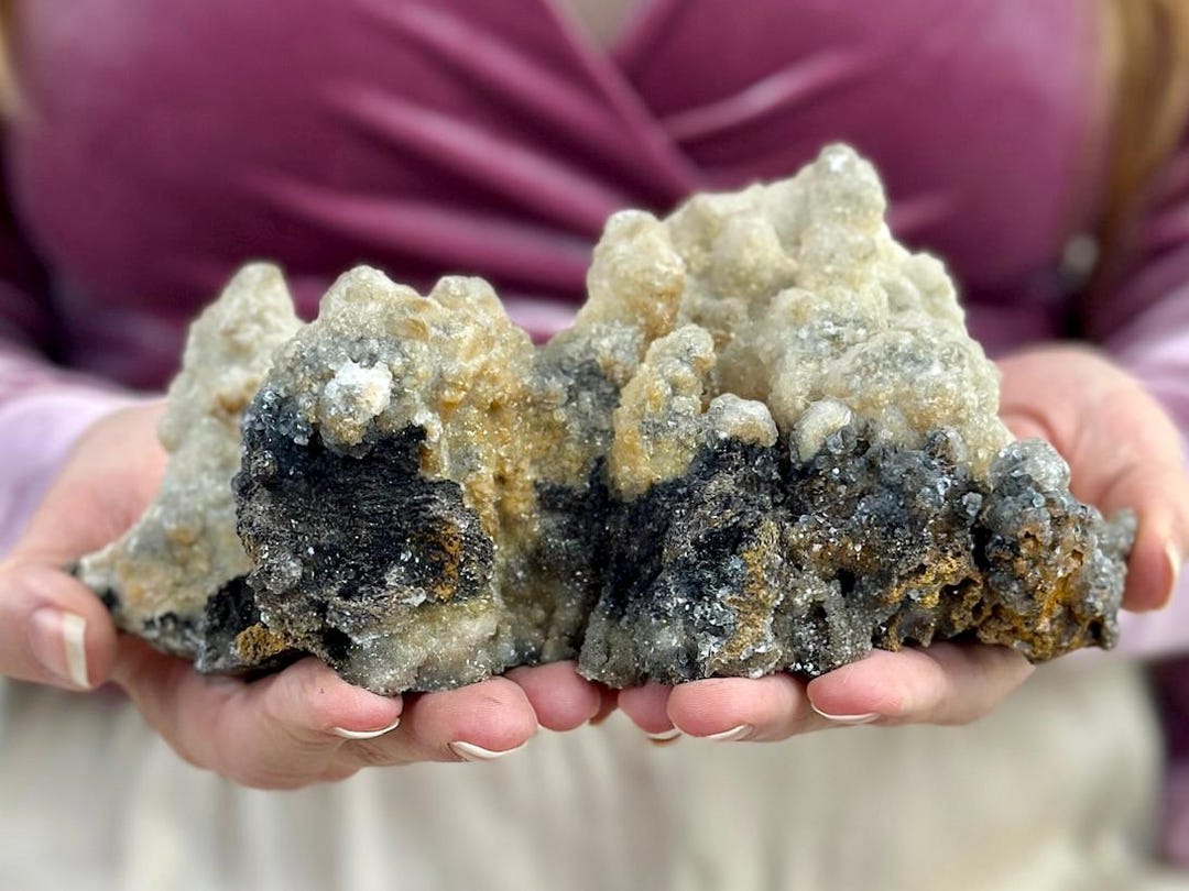 Moroccan Cave Calcite Cluster • Botryoidal & Stalactitic Mineral ...