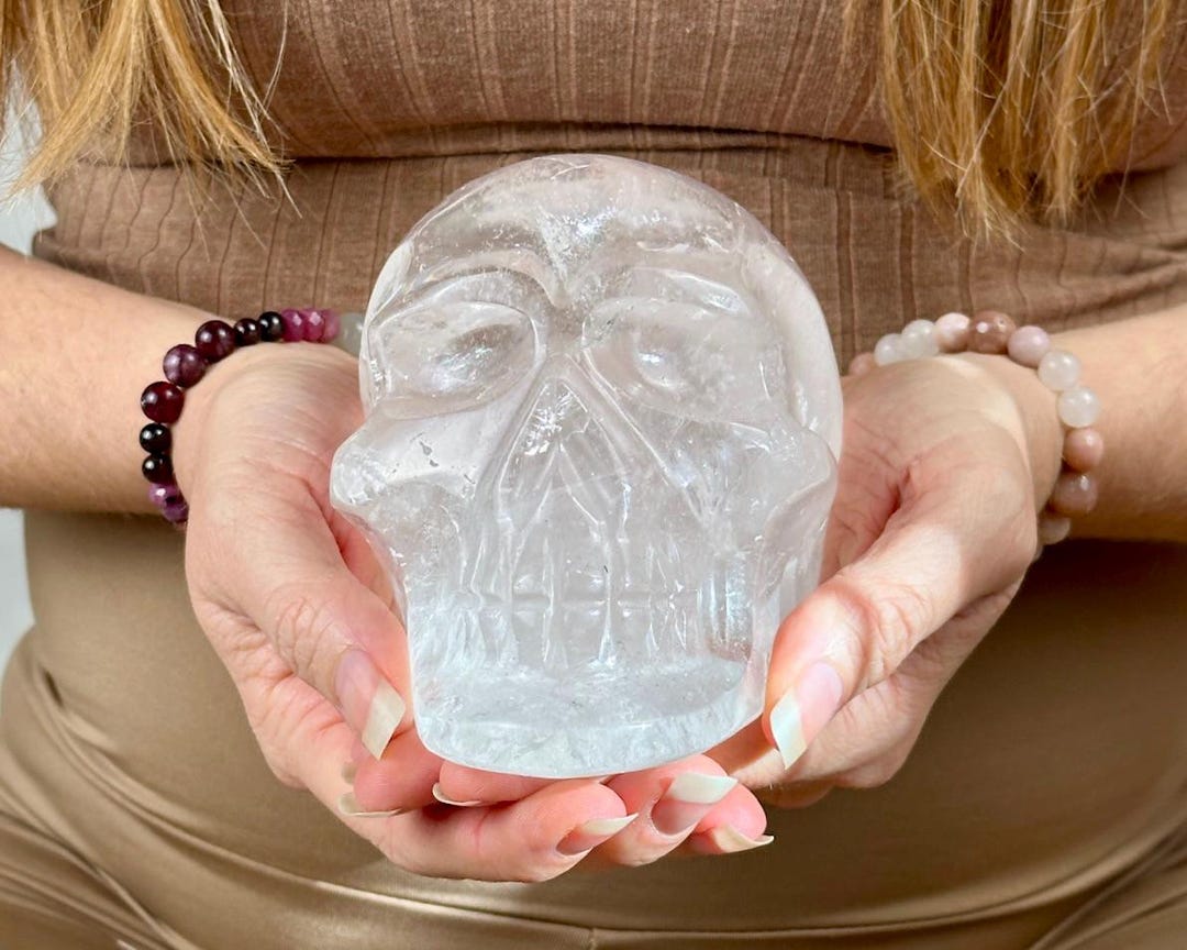 Clear Quartz Skull Sculpture | Large Brazilian Crystal for Energy ...