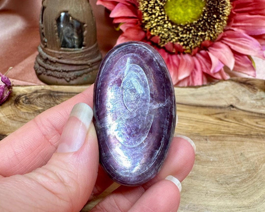 Lavender Lepidolite Tumbled Stone – Natural Calming Crystal for Anxiety ...