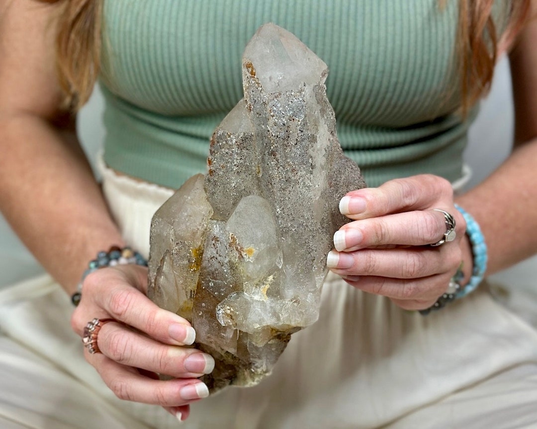 Large Clear Quartz Cluster With Iron Inclusions | Natural Brazilian ...