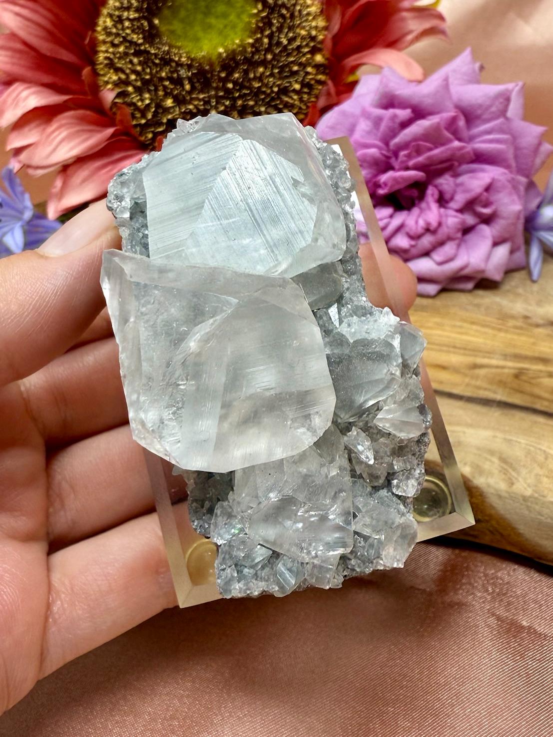 Gem-quality Clear Calcite Crystal Cluster on Matrix – Rare Collector ...