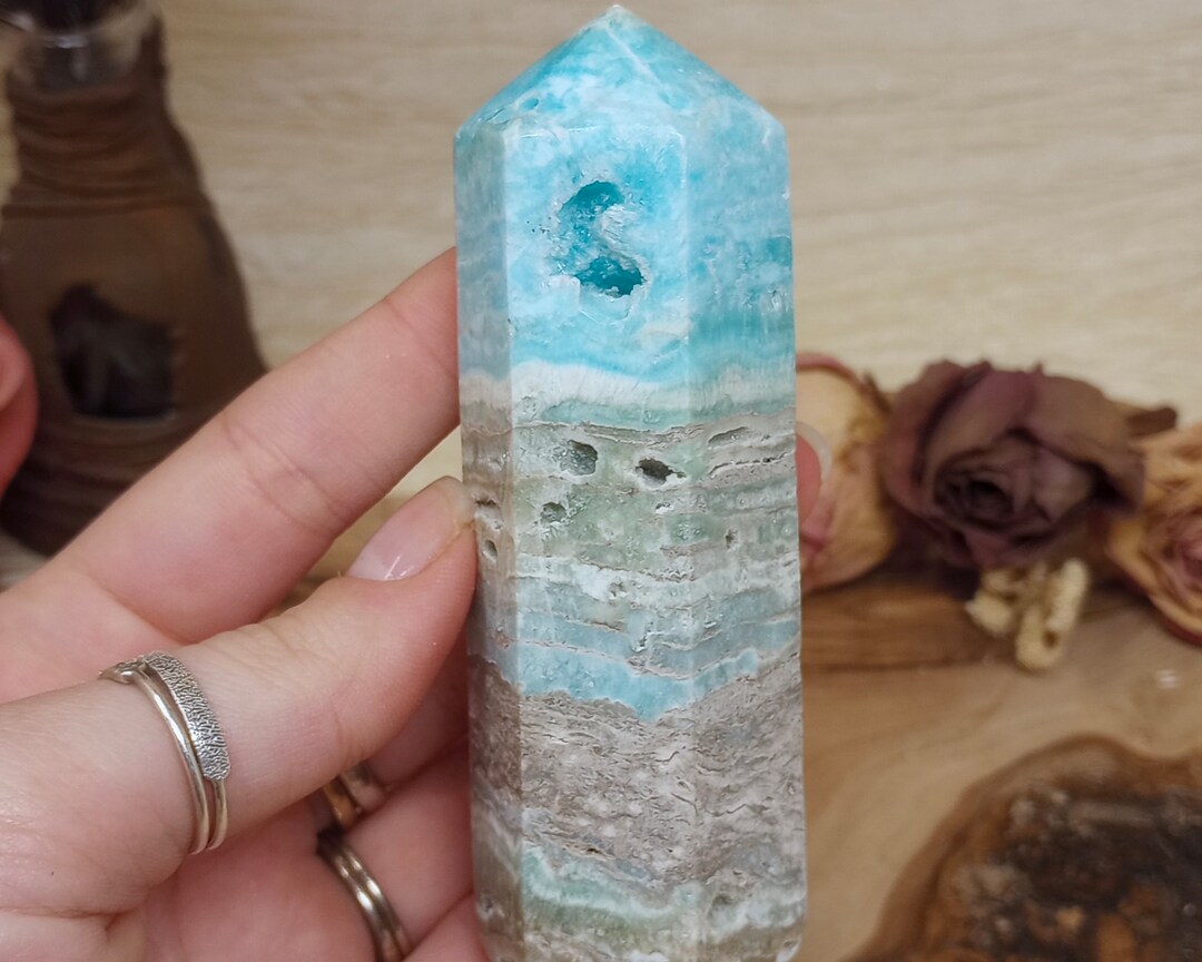 Caribbean Calcite Tower, Polished Blue Calcite Crystal Pillar, Healing ...