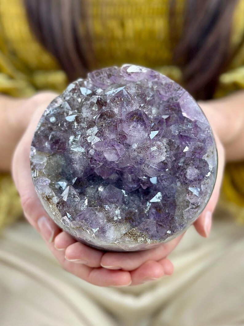 Amethyst Geode Sphere From Brazil | Deep Purple Crystal Cluster ...