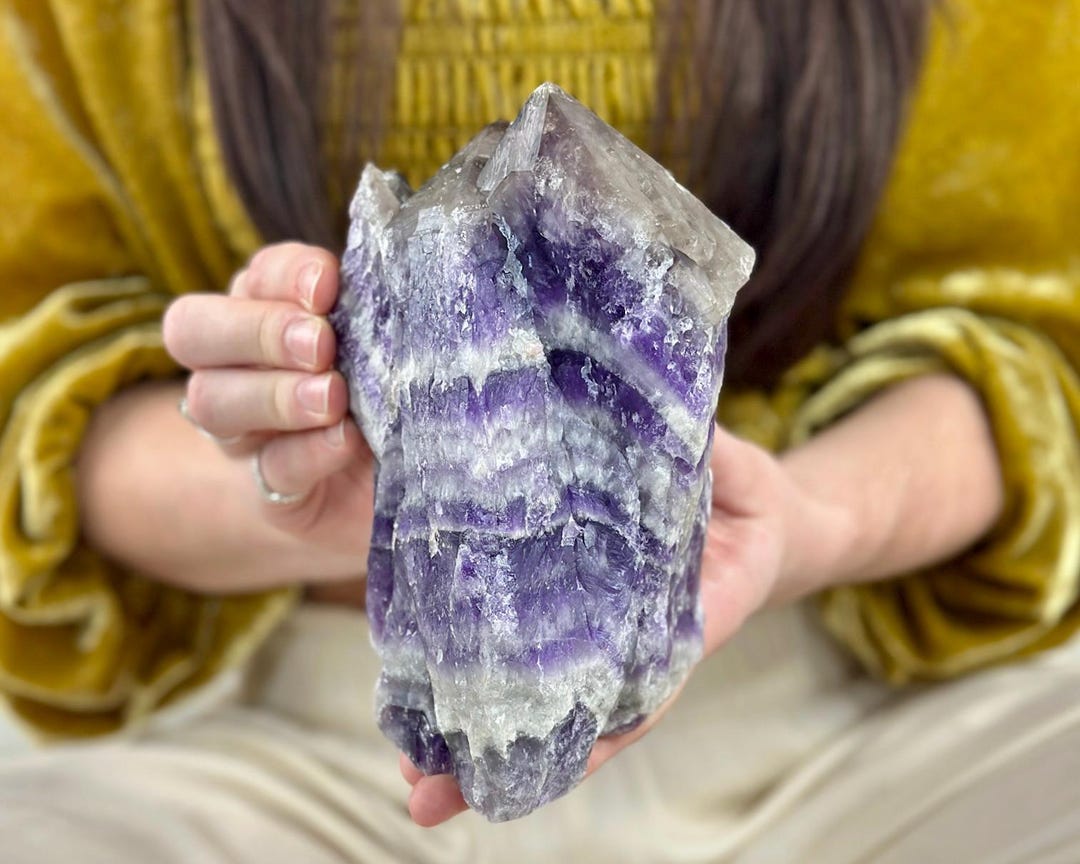 Chevron Amethyst Crystal Specimen From Brazil – Banded Purple Display ...