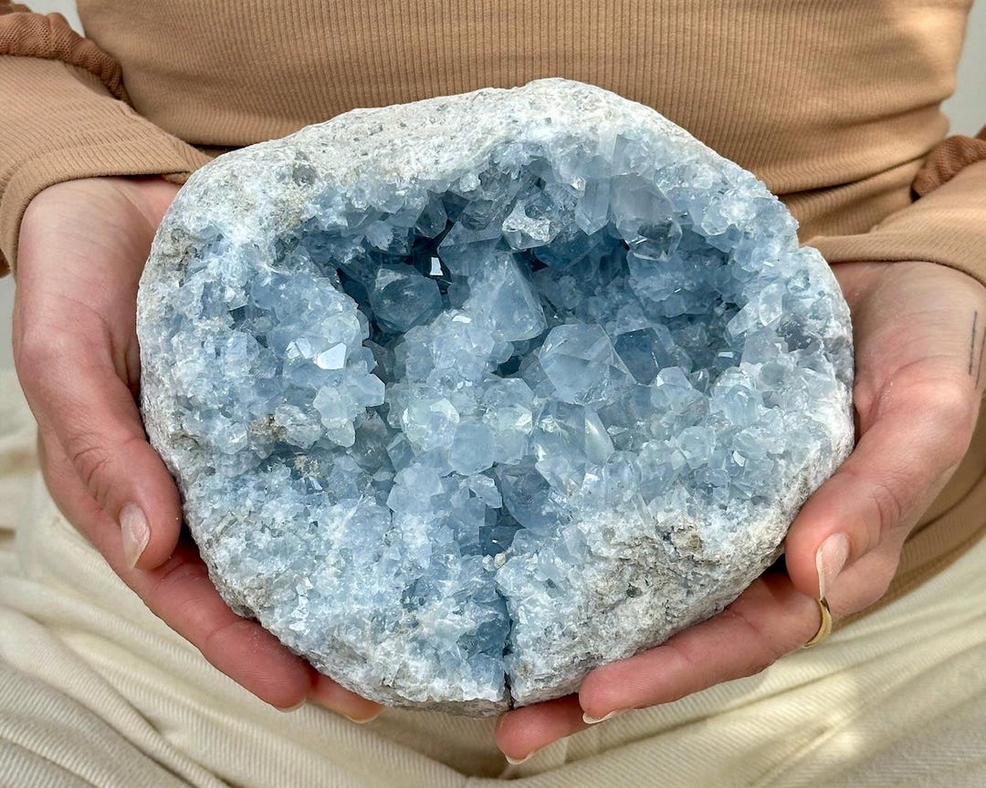 Large Madagascar Celestite Geode Cluster: Blue Energy Healing Crystals ...
