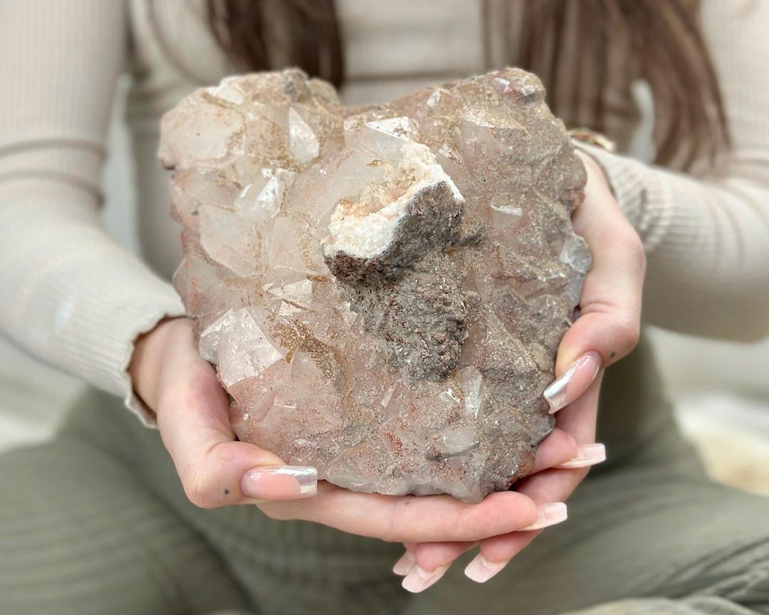 Large Moroccan Quartz Cluster With Stunning Calcite and Hematite ...