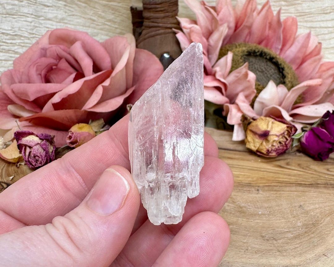Raw Clear Kunzite Crystal | Rare High Vibration Kunzite Specimen ...