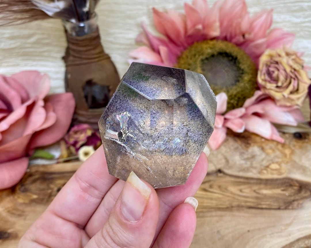 Incredible Lodolite Crystal Specimen, Polished Facted Garden Quartz ...