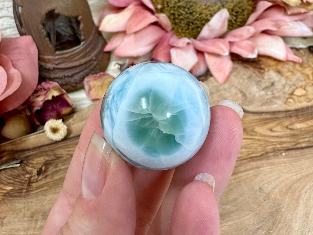Beautiful Larimar Sphere, Natural Polished Larimar Crystal Ball, Blue ...