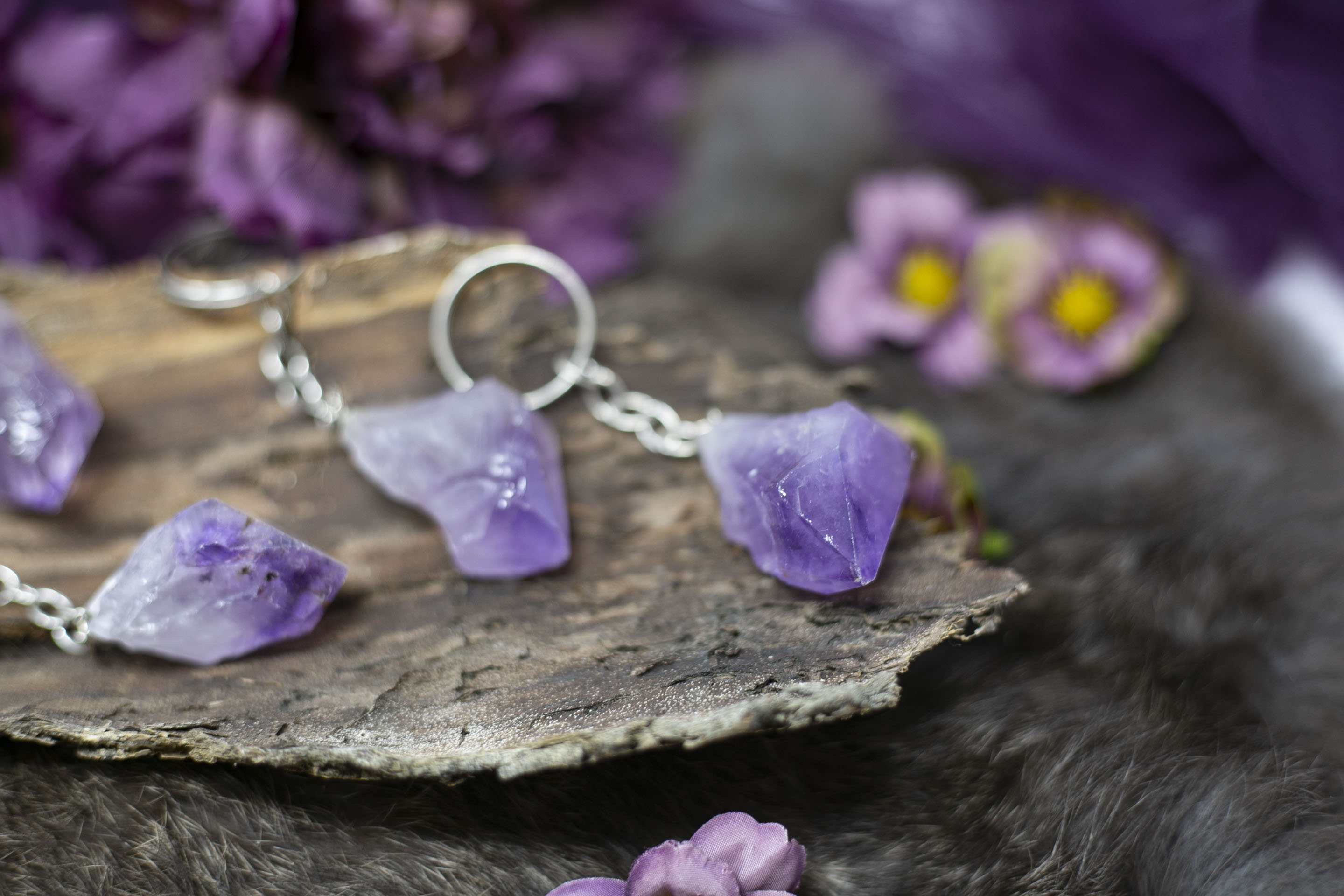 Raw Amethyst Crystal Keychain Crystal Key Chain Amethyst | Etsy