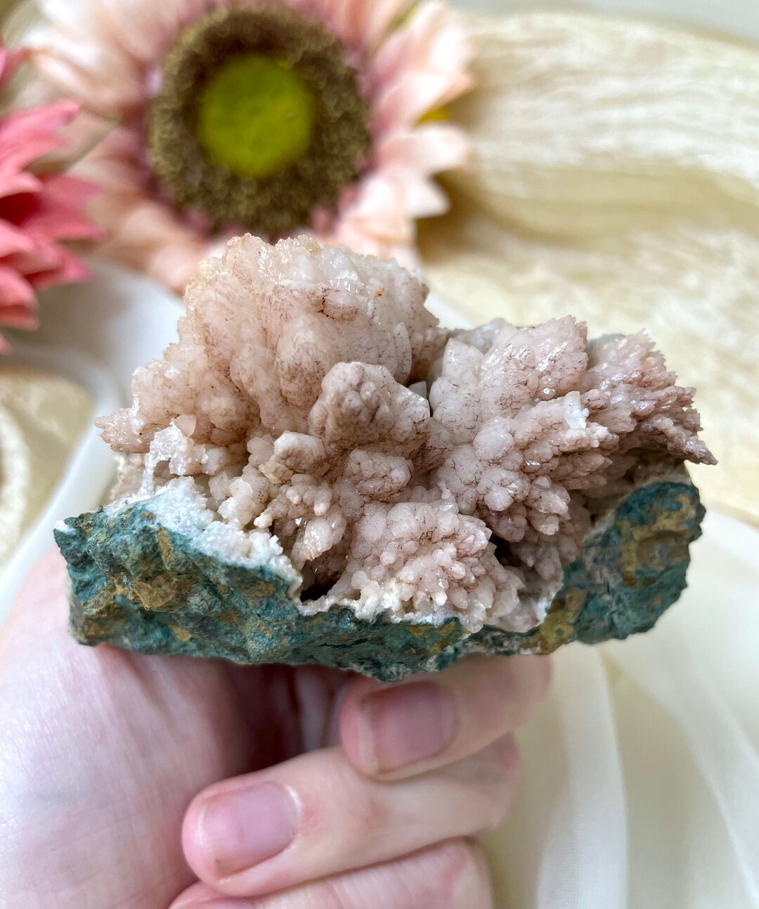 Pink Aragonite Crystal Cluster, Moroccan ''cave Calcite'' Specimen ...