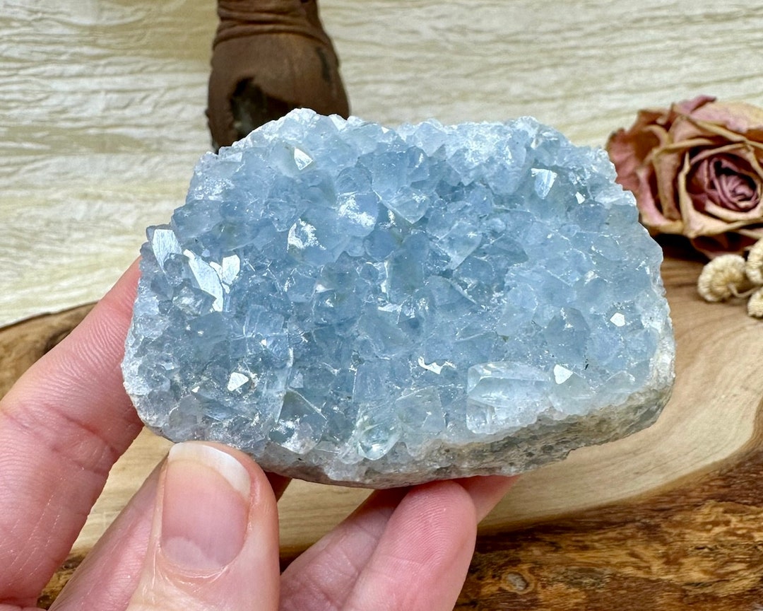 Blue Celestite Specimen, Natural Crystal Cluster, Rare Crystal ...