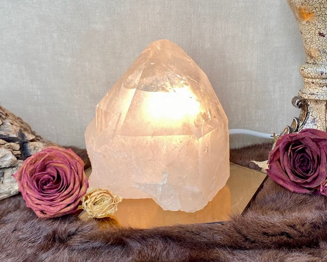 Large Clear Quartz Crystal Lamp, 5LB Polished Brazilian Quartz Table ...