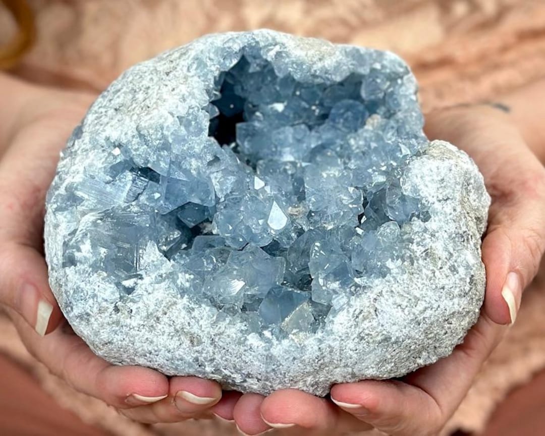 Large Celestite Geode Cluster: Madagascar Blue Crystal Cave - Collector ...
