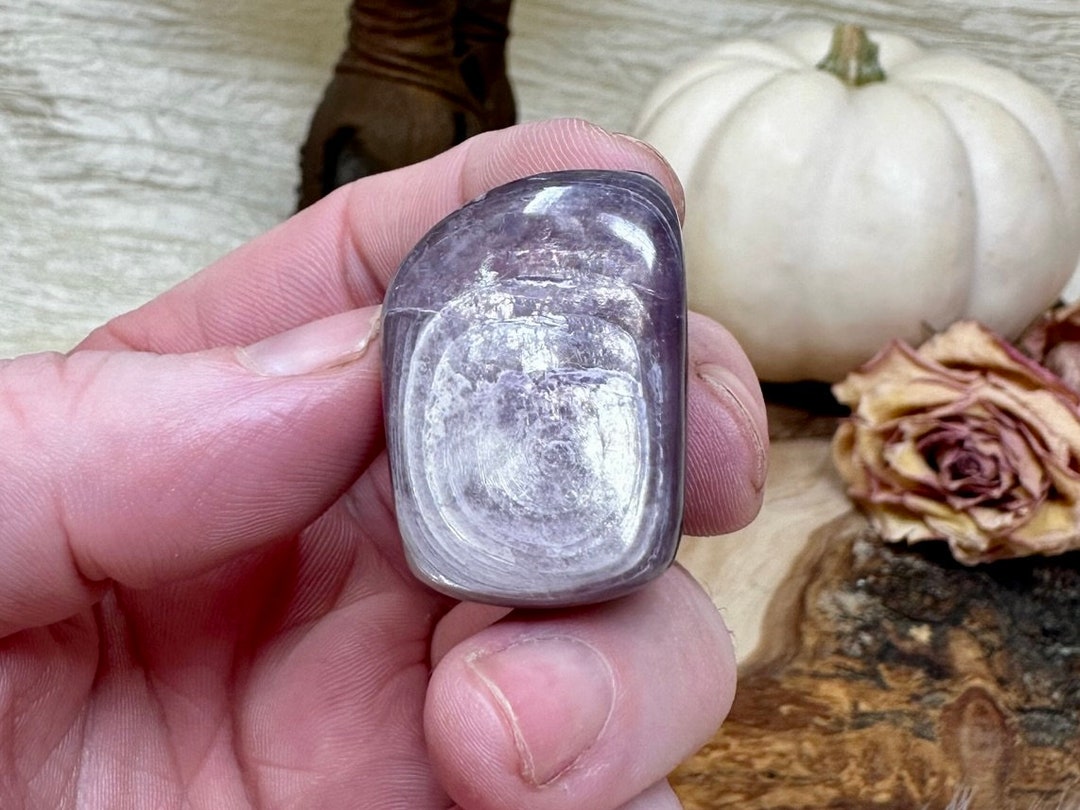 Gemmy Lepidolite Tumbled Stone, Polished Lepidolite Crystal Pocket ...