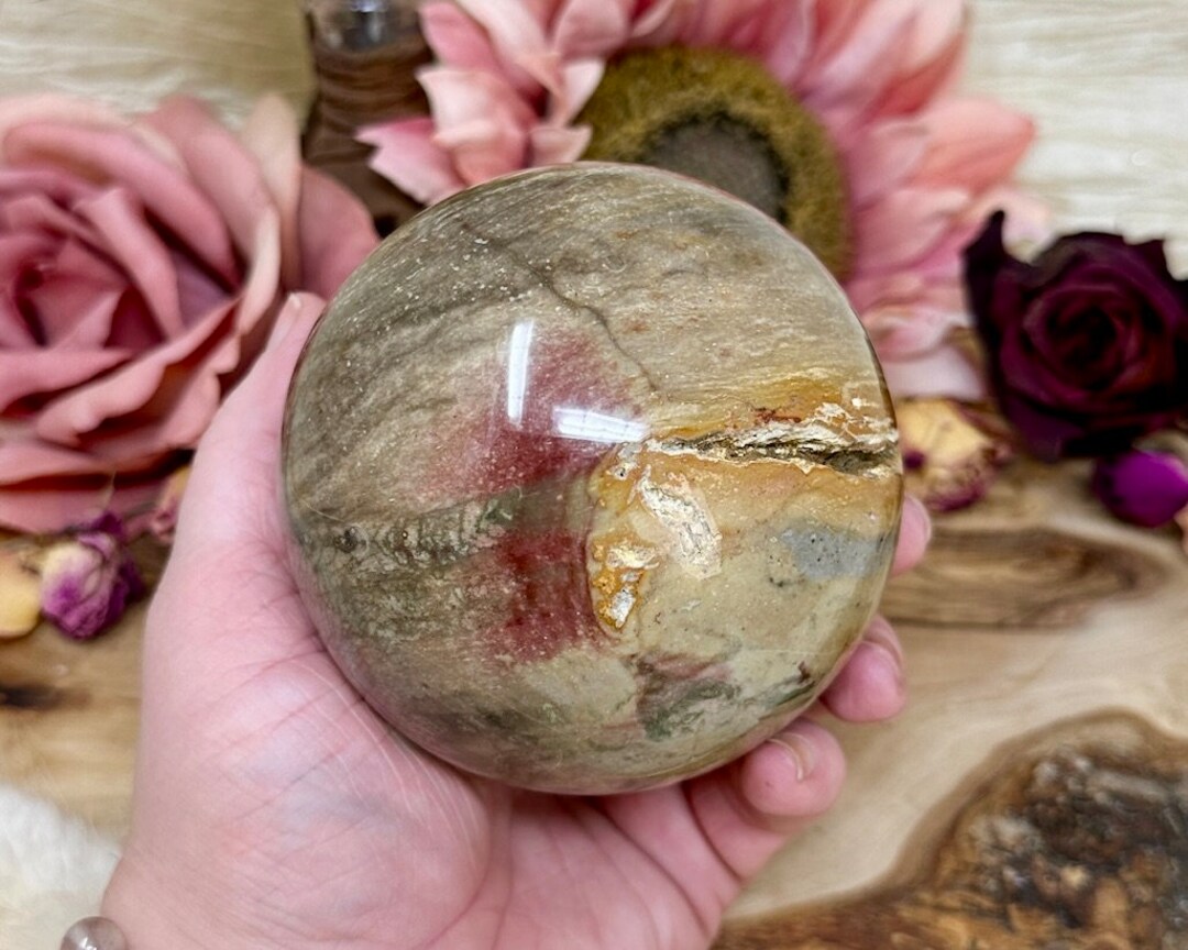 Hand-picked Ocean Jasper Sphere | Natural Healing Stone for Balance ...