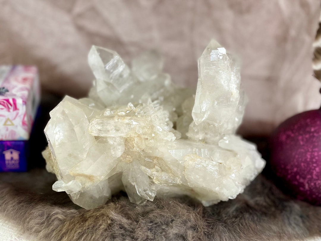 Large Clear Quartz Cluster Specimen, Natural Brazilian Quartz Crystal ...