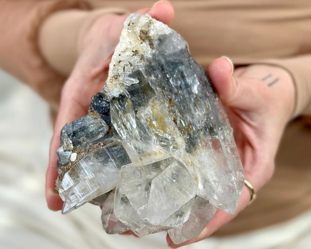 Rare Himalayan Quartz Cluster – Black Rutile Inclusions, Collector's ...
